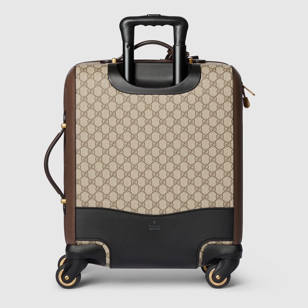 Gucci Savoy small cabin trolley in beige and ebony GG Supreme | GUCCI® US