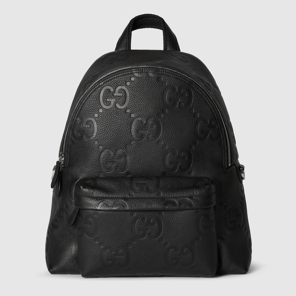 GG jumbo medium backpack in black GG leather | GUCCI® US