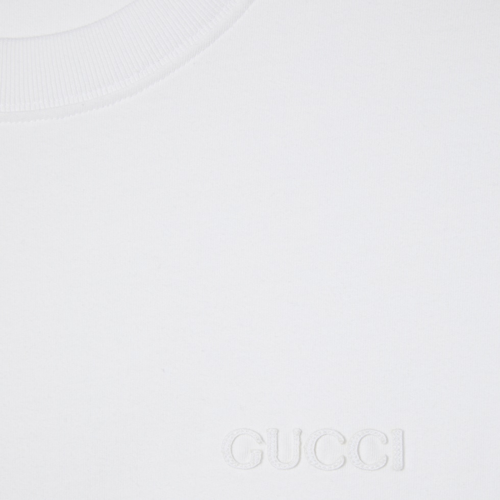 Cotton jersey T-shirt with embroidery in white | GUCCI® US
