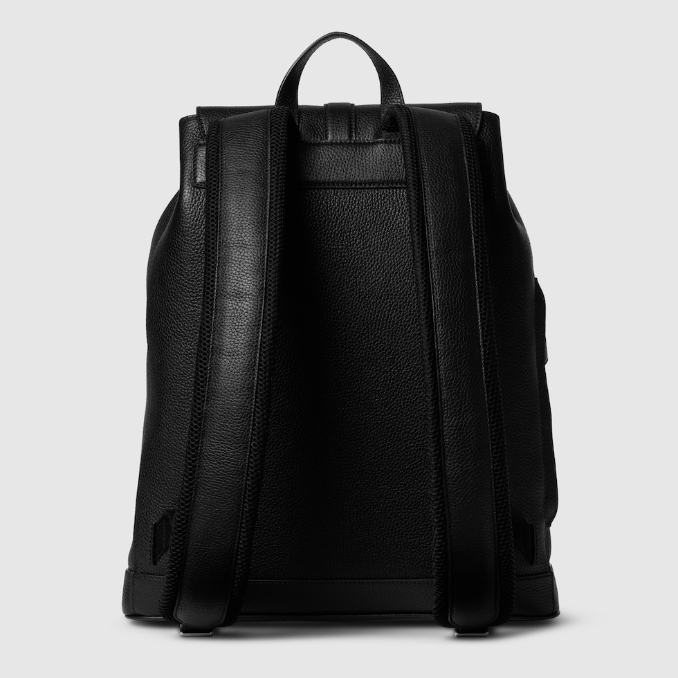 Large backpack with Web in black leather | GUCCI® US