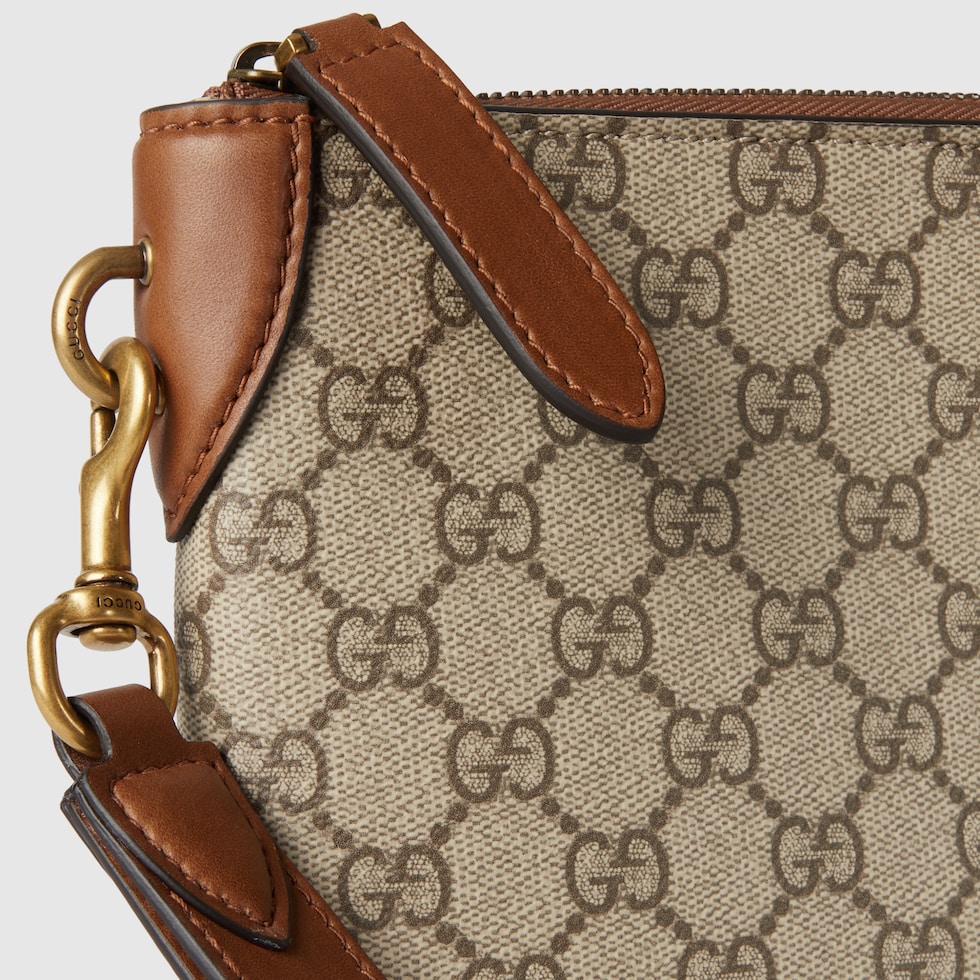 GG Emblem small business case in beige and dark brown fabric | GUCCI® ZA