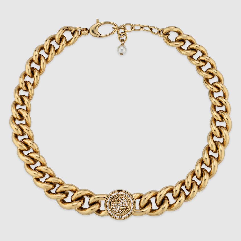 Gucci Blondie chain necklace in light gold-toned metal | GUCCI® US