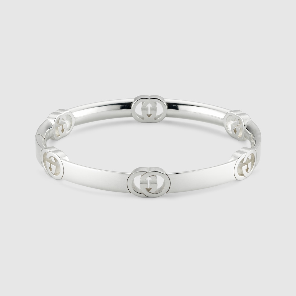 Gucci Interlocking bangle bracelet in 925 sterling silver | GUCCI® CA