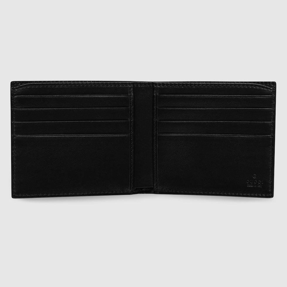 Bi-fold embossed wallet in black leather | GUCCI® FI