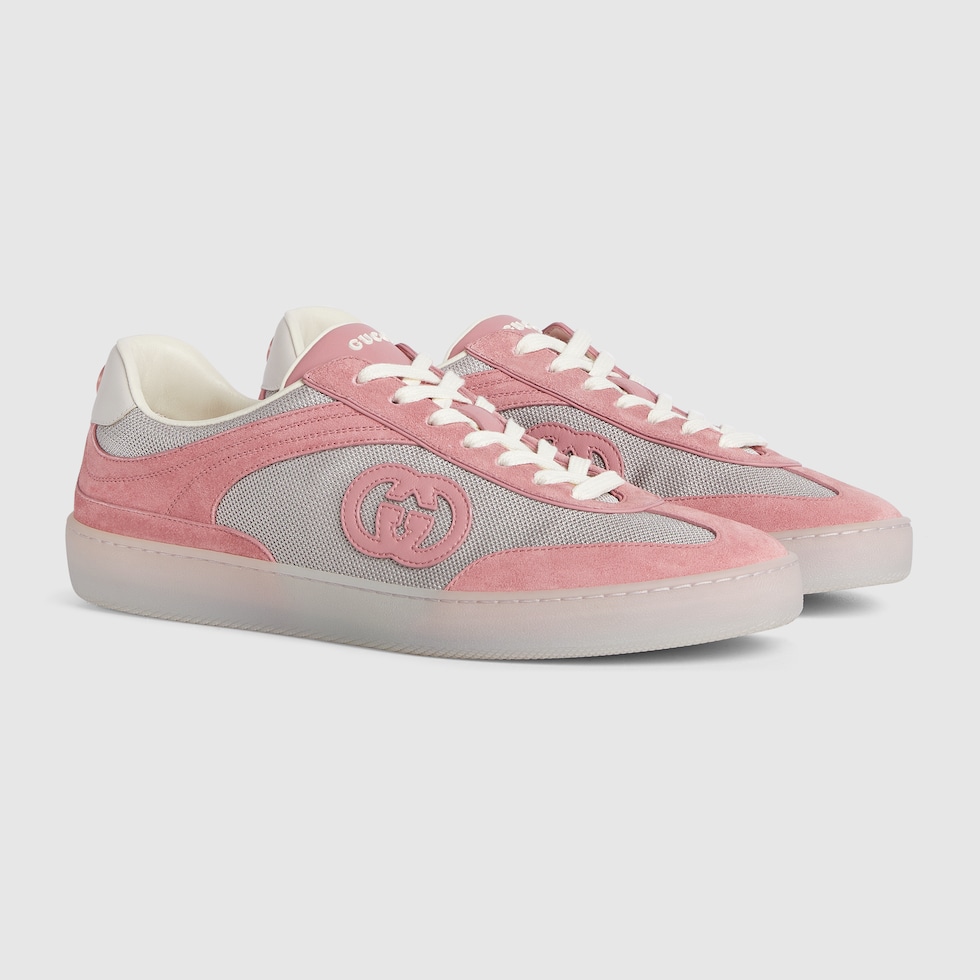 Men's trainer with Interlocking G in pink suede | GUCCI® UK