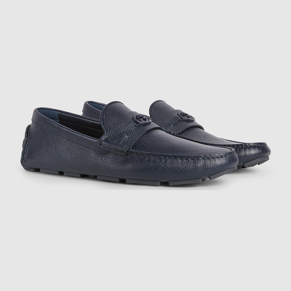 Men's driver loafer in blue leather | GUCCI® ZA
