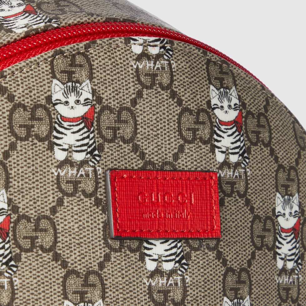 Children's printed GG backpack in beige and dark brown Supreme | GUCCI® US