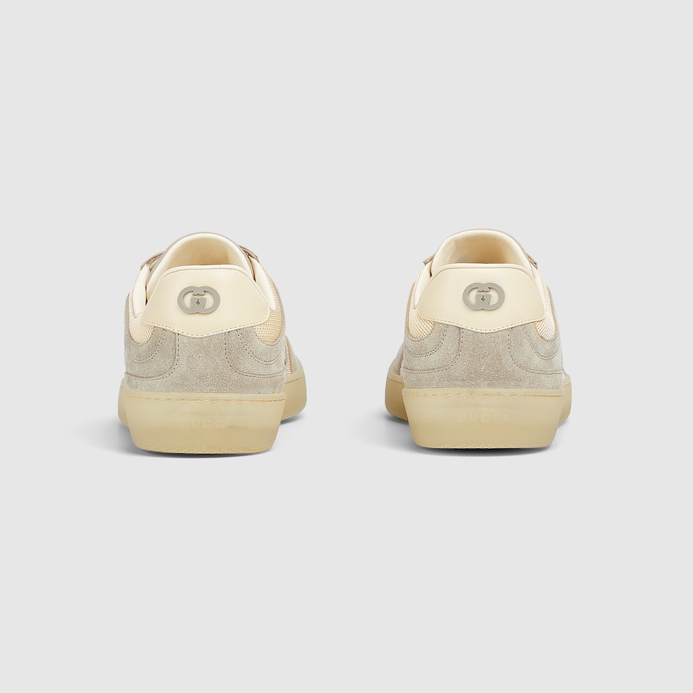 Men's sneaker with Interlocking G in oatmeal suede | GUCCI® UK