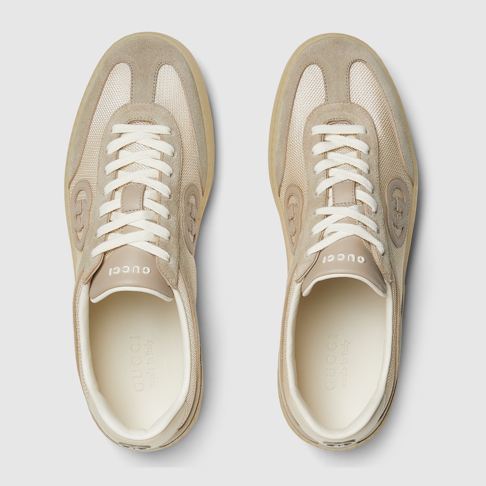 Men's G75 trainer in oatmeal suede | GUCCI® IE