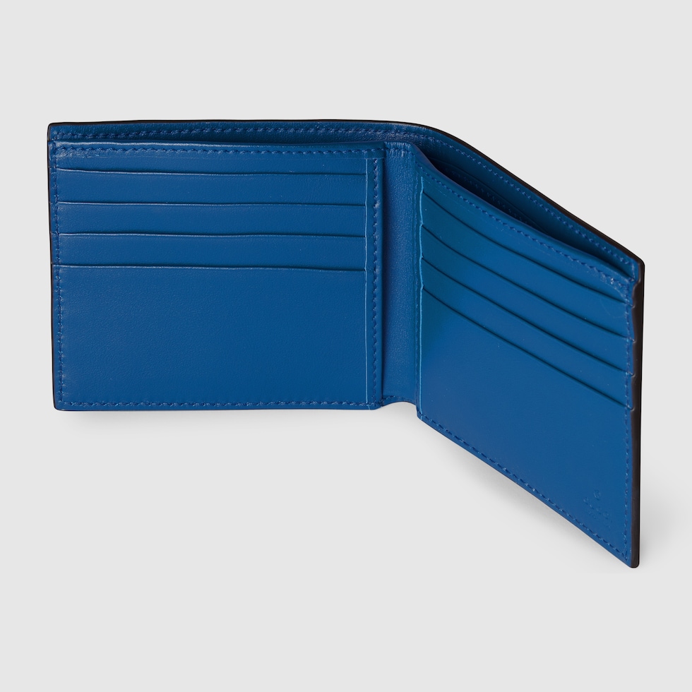 Bi-fold embossed wallet in bright blue leather | GUCCI® FI
