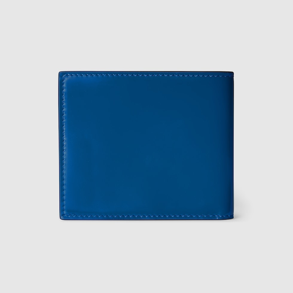 Bi-fold embossed wallet in bright blue leather | GUCCI® FI