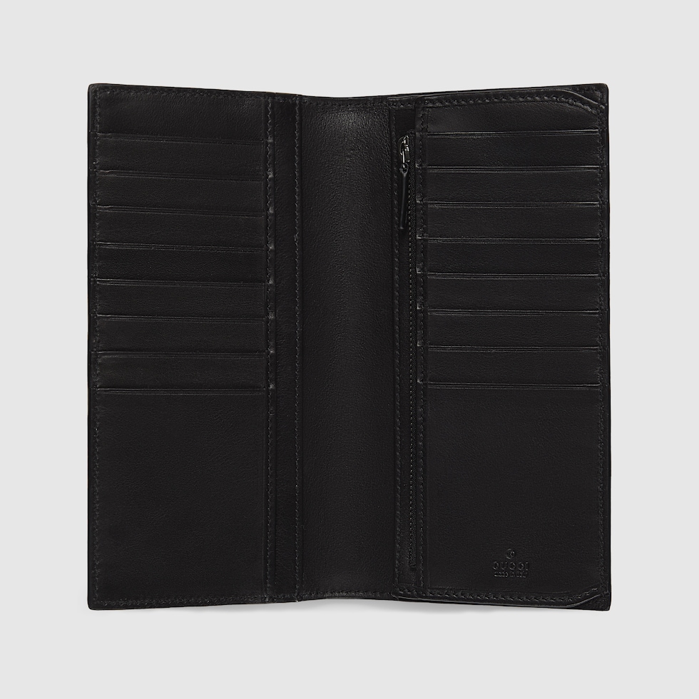 GG Emblem long wallet in black fabric | GUCCI® SG