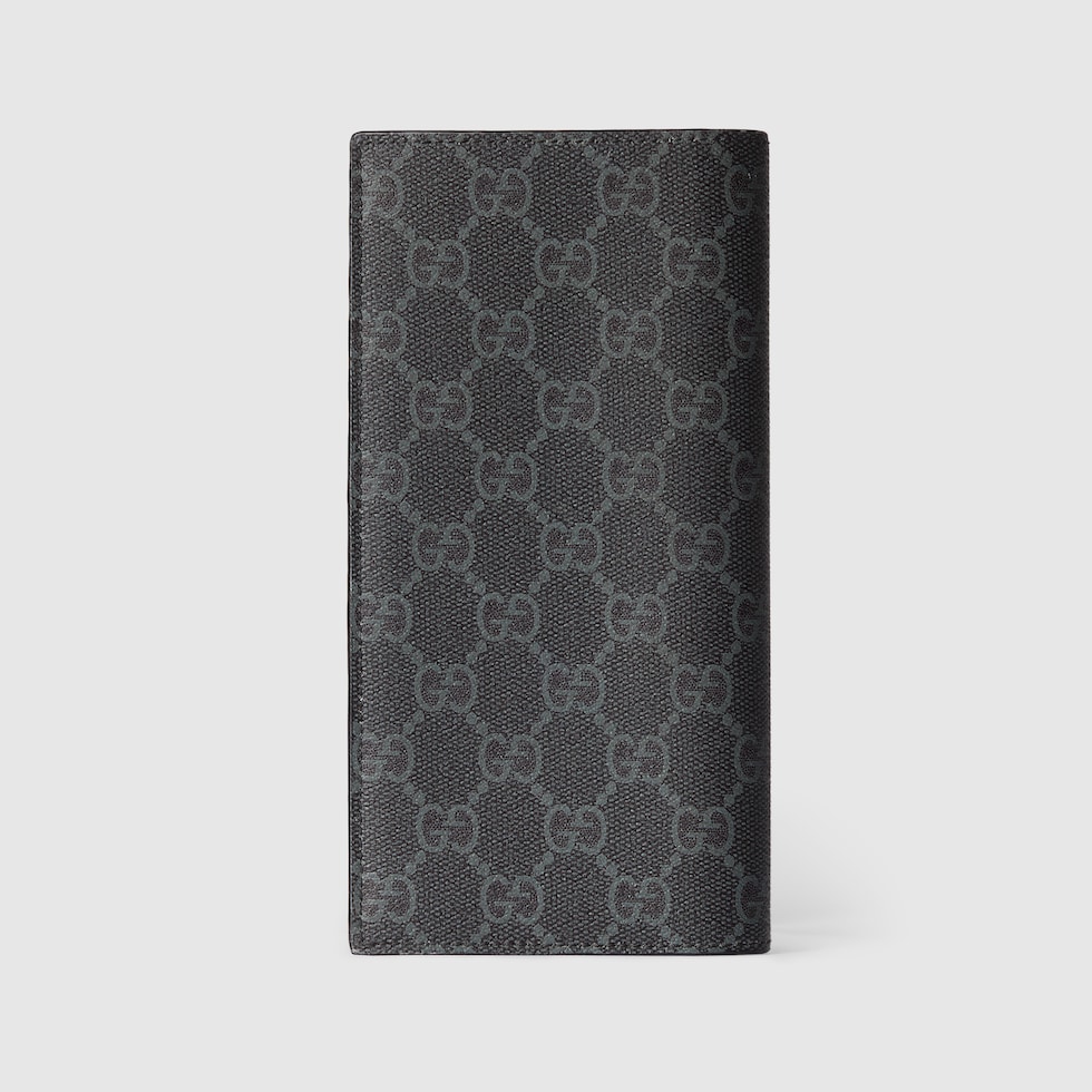 GG Emblem long wallet in black fabric | GUCCI® SG