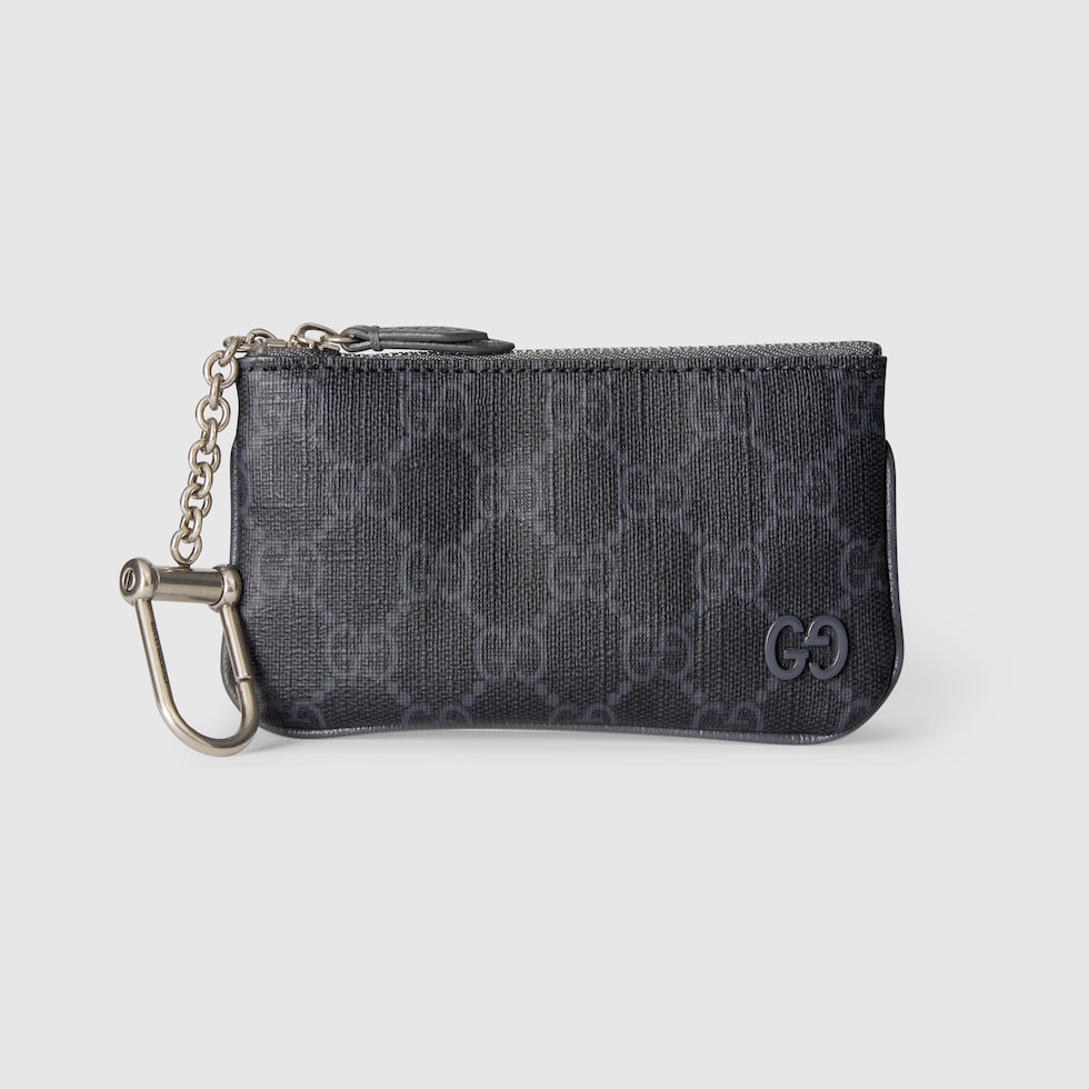 Bi-color key pouch in grey and black Supreme | GUCCI® UK