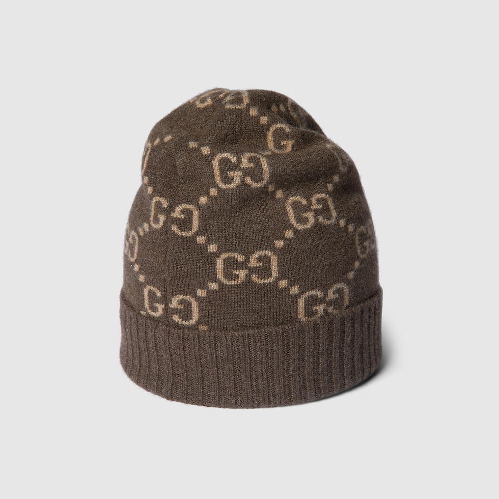 GG cashmere hat in brown and beige | GUCCI® UK