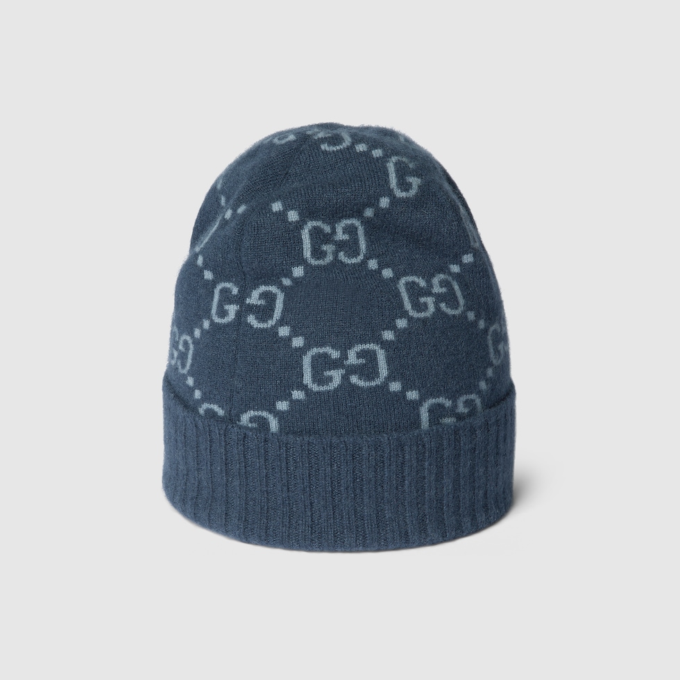 GG cashmere hat in navy and light blue | GUCCI® US