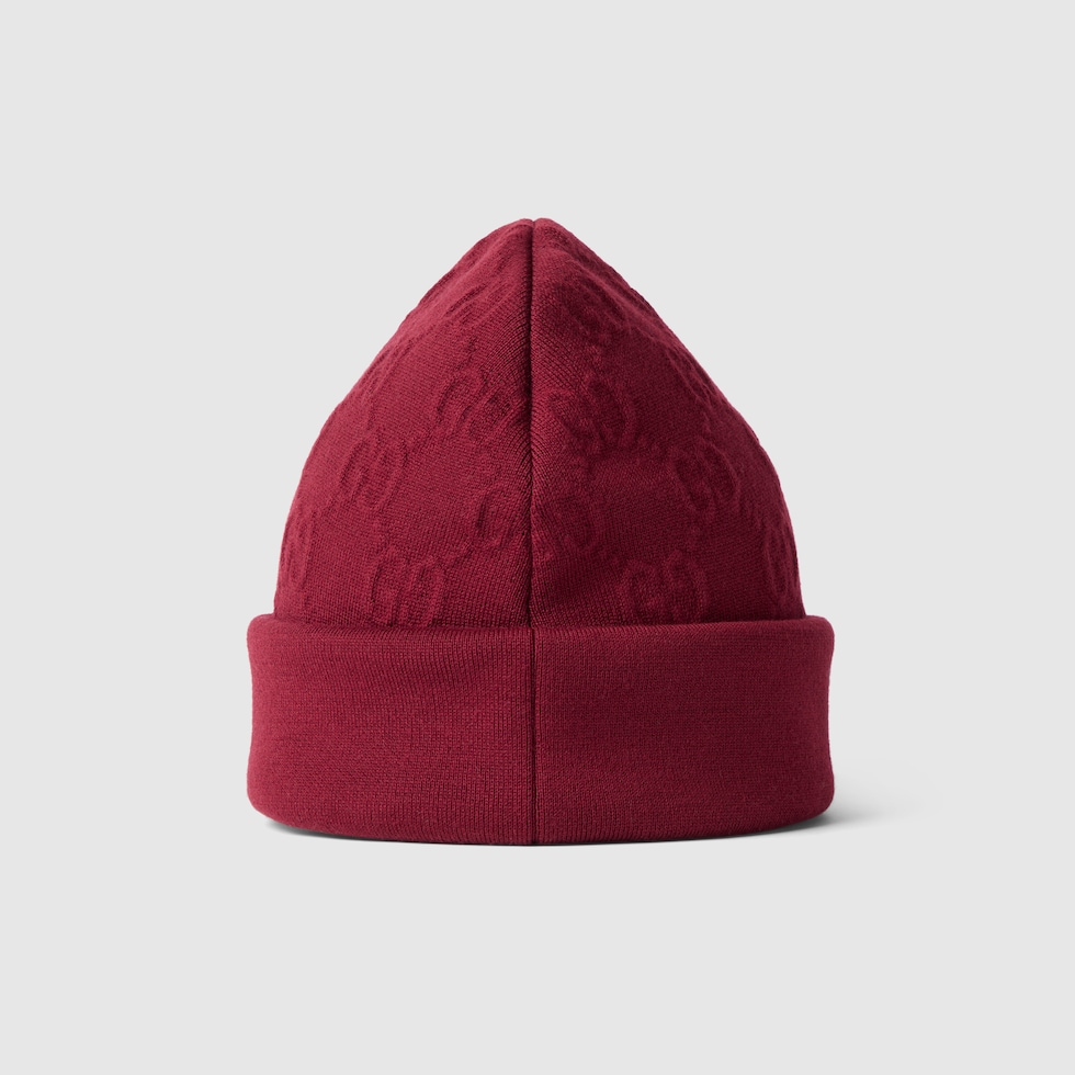 GG wool blend jacquard hat in burgundy | GUCCI® US