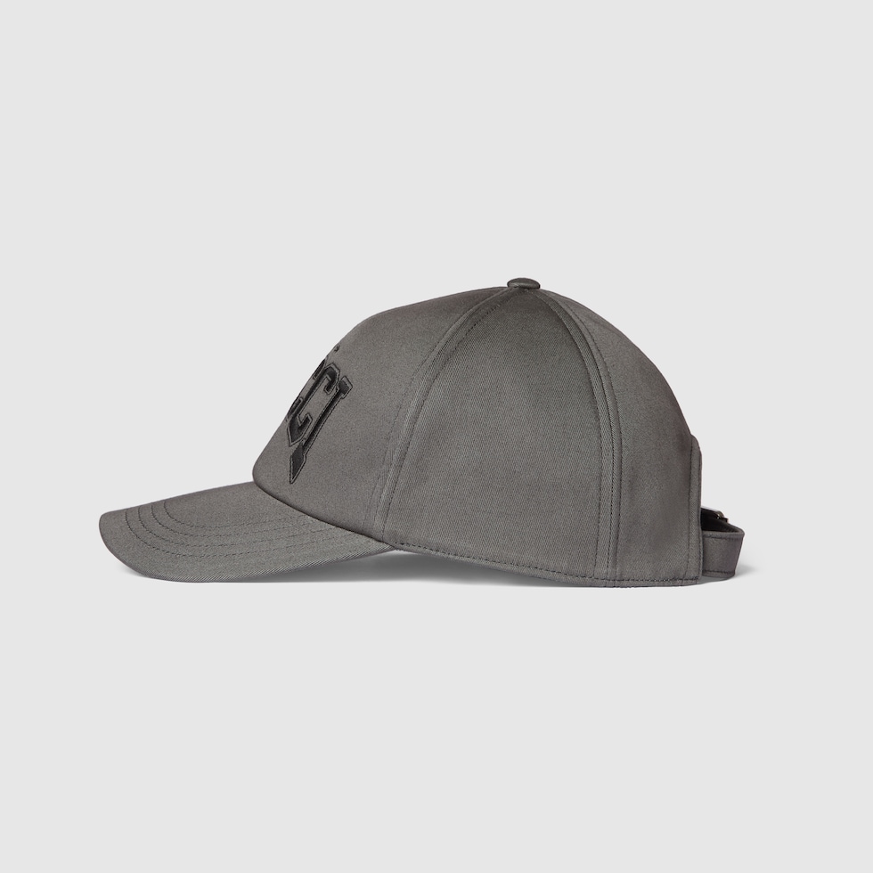 Embroidered cotton baseball hat in grey | GUCCI® AE