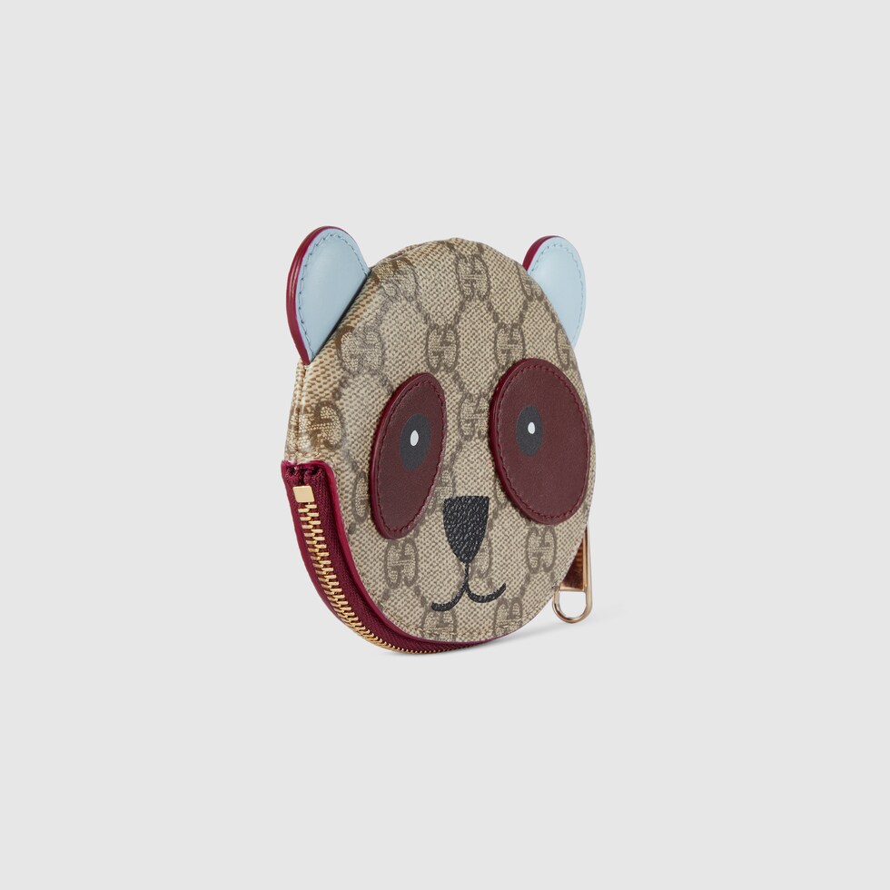 Panda-shape GG coin purse in beige and dark brown fabric | GUCCI® SG