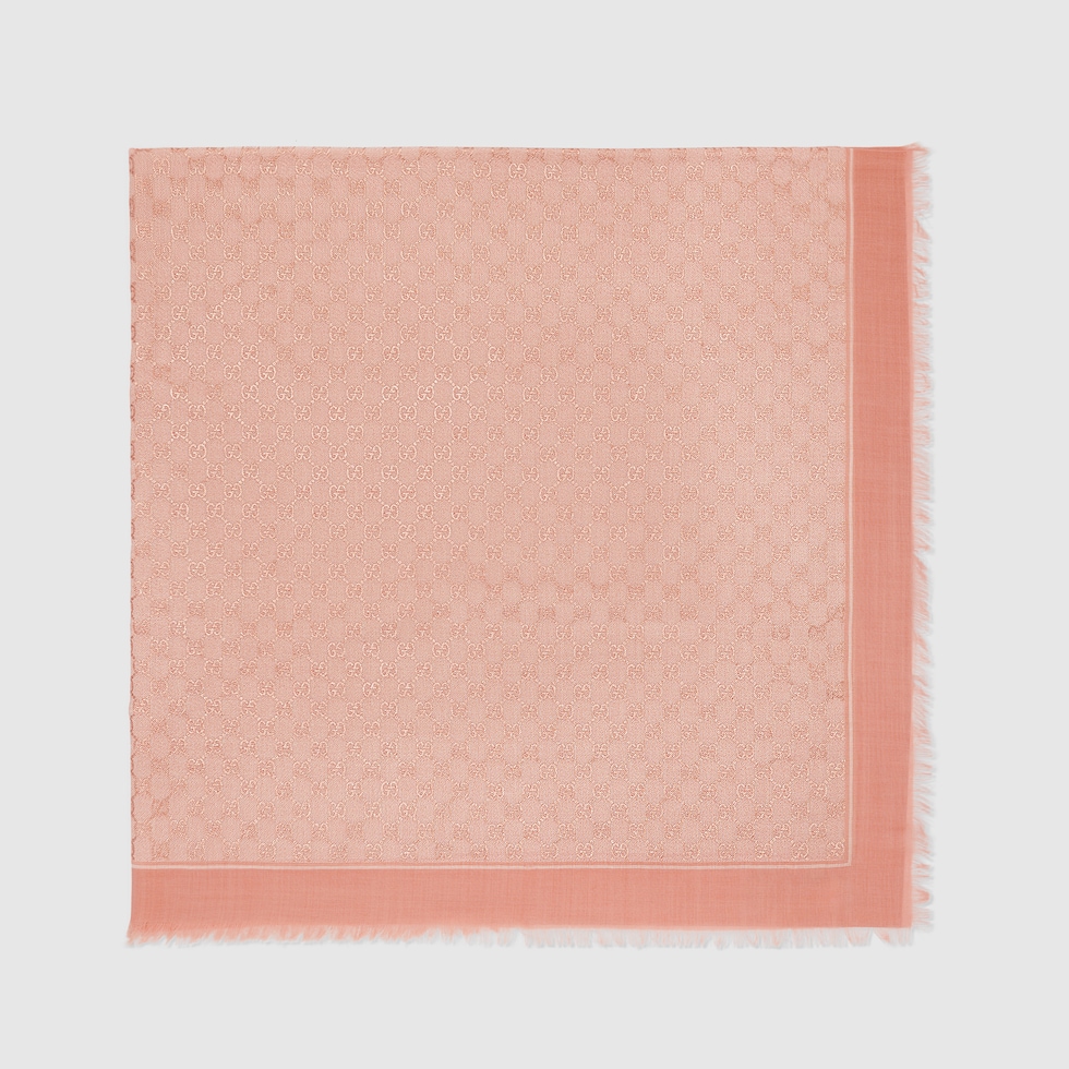 Laminated GG wool shawl in pink | GUCCI® CH