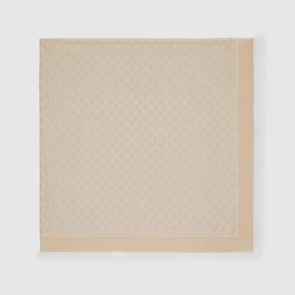 Laminated GG wool shawl in white | GUCCI® US