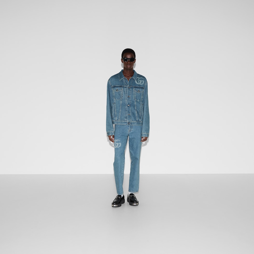 SA ®غوتشي |‎Lasered Double G denim jacket in blue