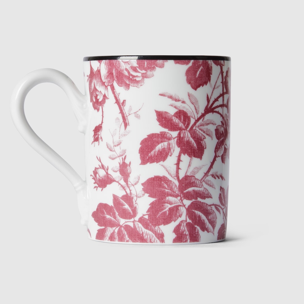 Herbarium print mug in cherry red and white | GUCCI® US