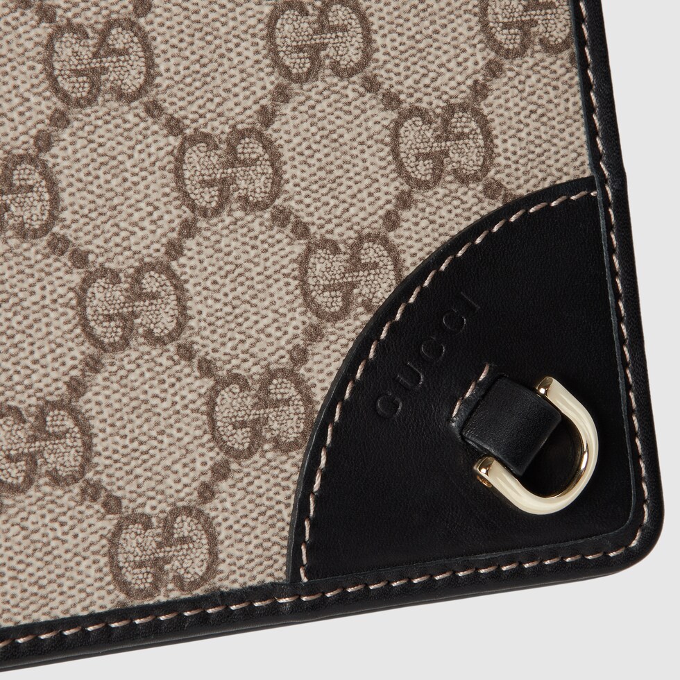 GG Emblem super mini shoulder bag in beige and dark brown canvas ...