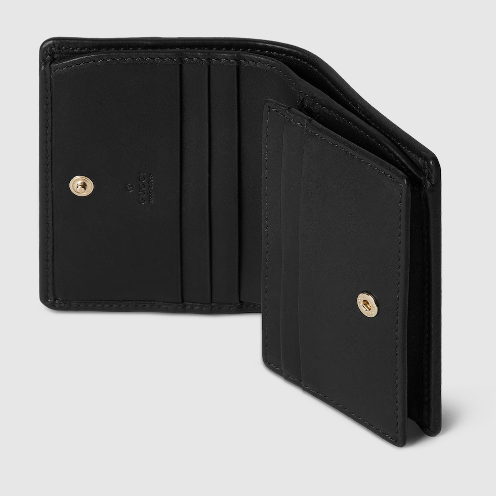 GG Emblem mini wallet in beige and dark brown canvas | GUCCI® SG