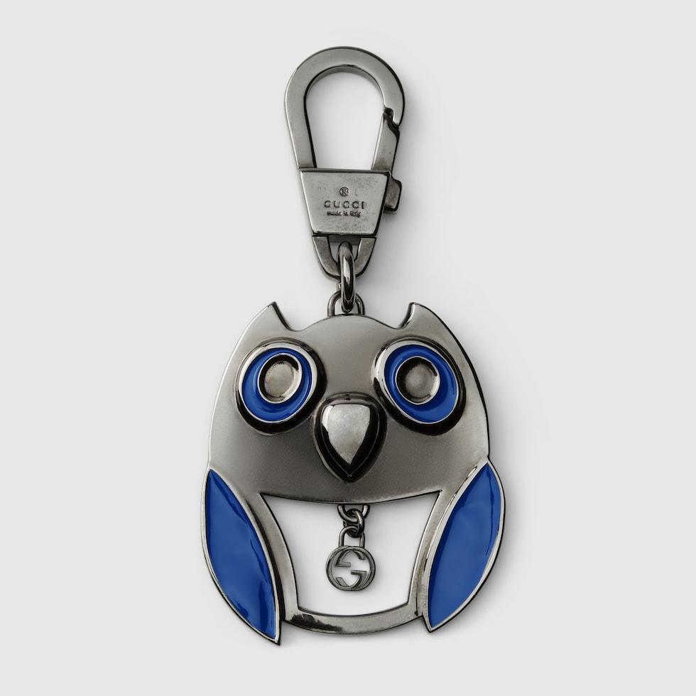 Owl keychain with Interlocking G in silver-toned metal | GUCCI® UK