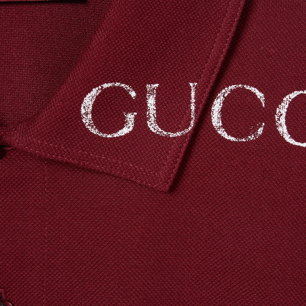 Cotton polo shirt in Gucci Rosso Ancora red | GUCCI® US