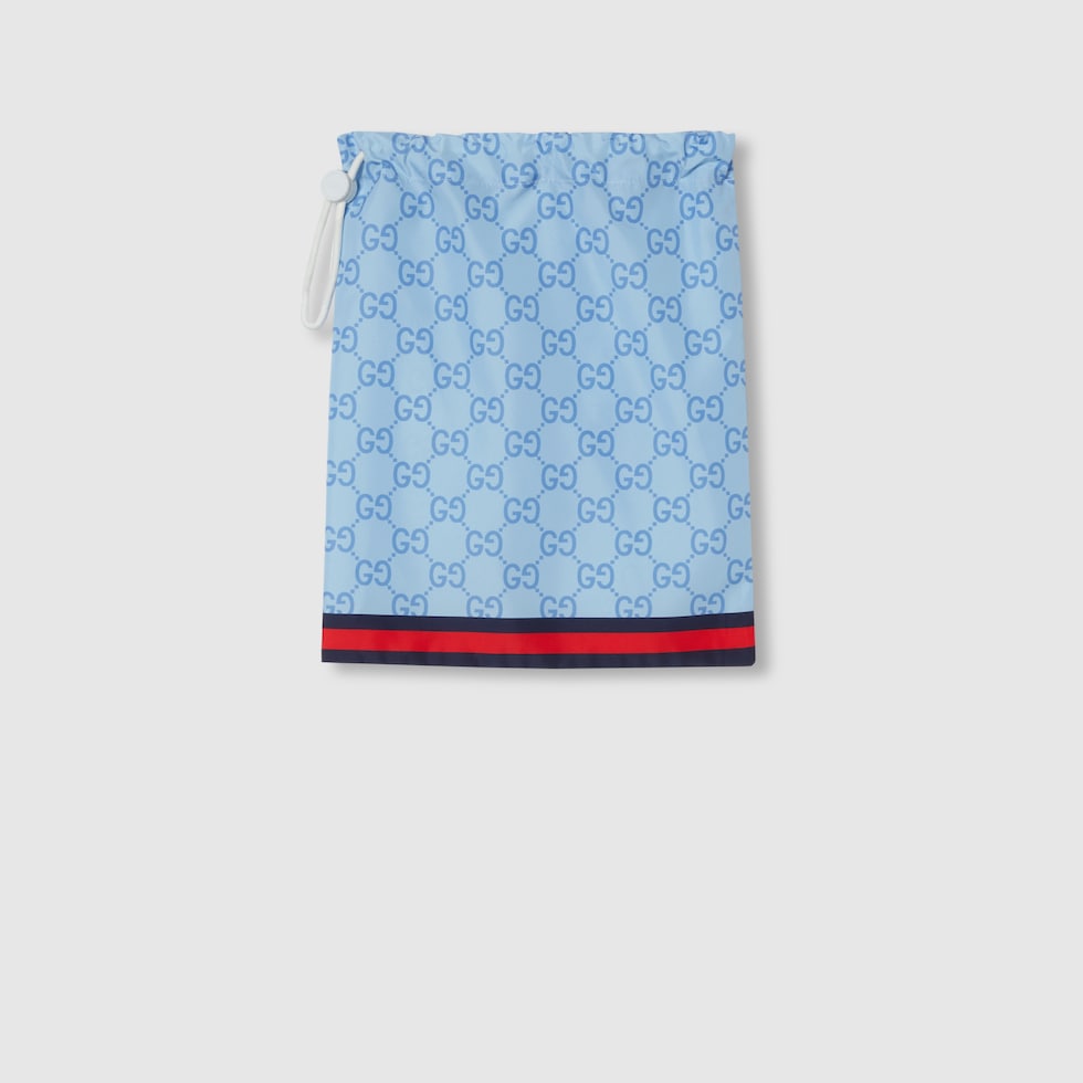 Printed poplin tech swim shorts in light blue | GUCCI® US