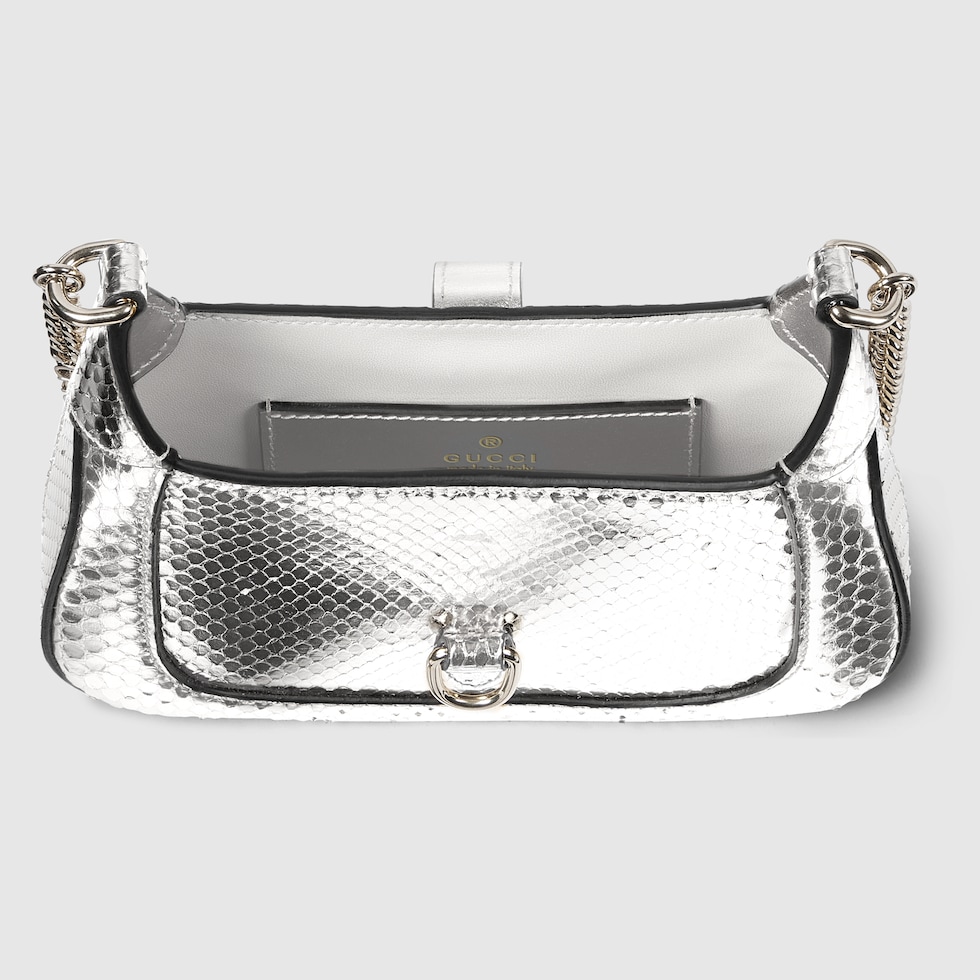 Gucci Jackie Notte mini python bag in silver-toned | GUCCI® US