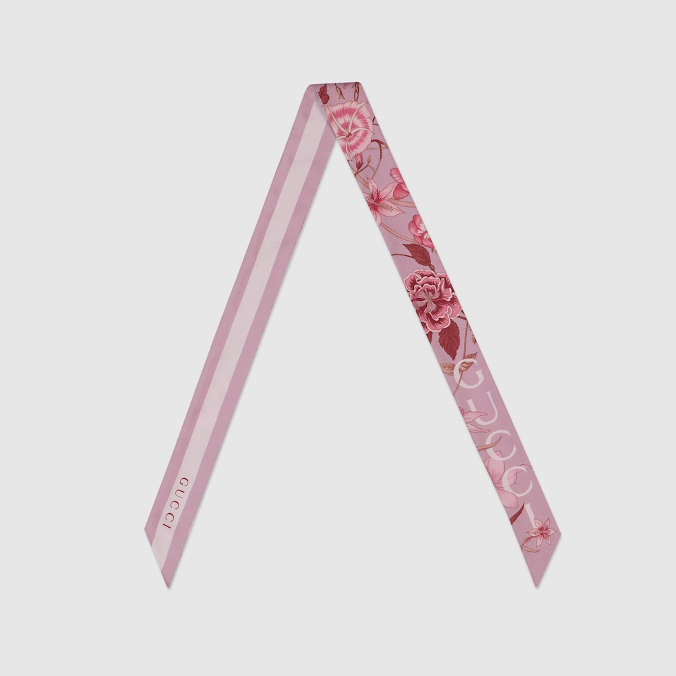 Printed silk neck bow in pink | GUCCI® Canada