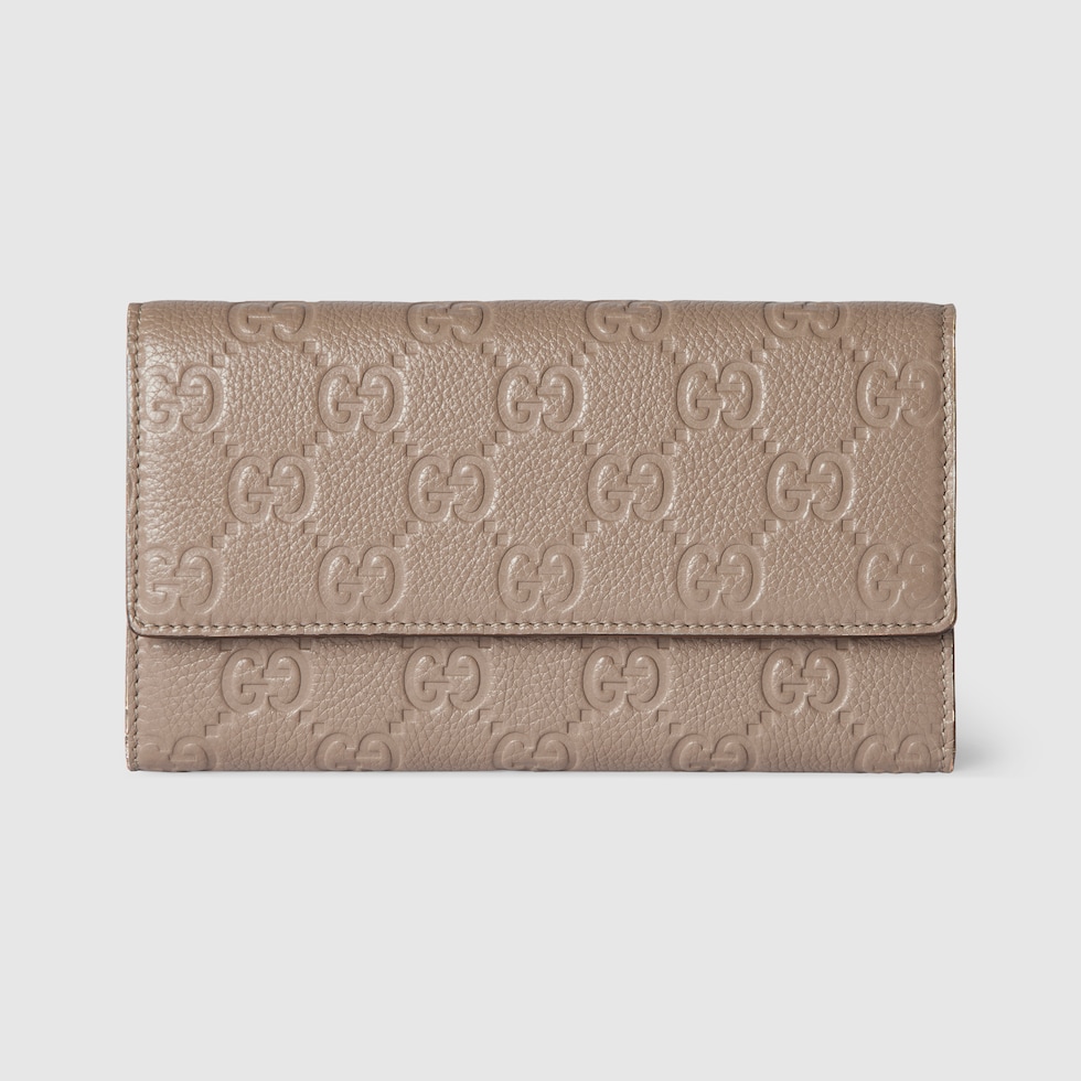 GG Emblem continental wallet in taupe leather | GUCCI® SG