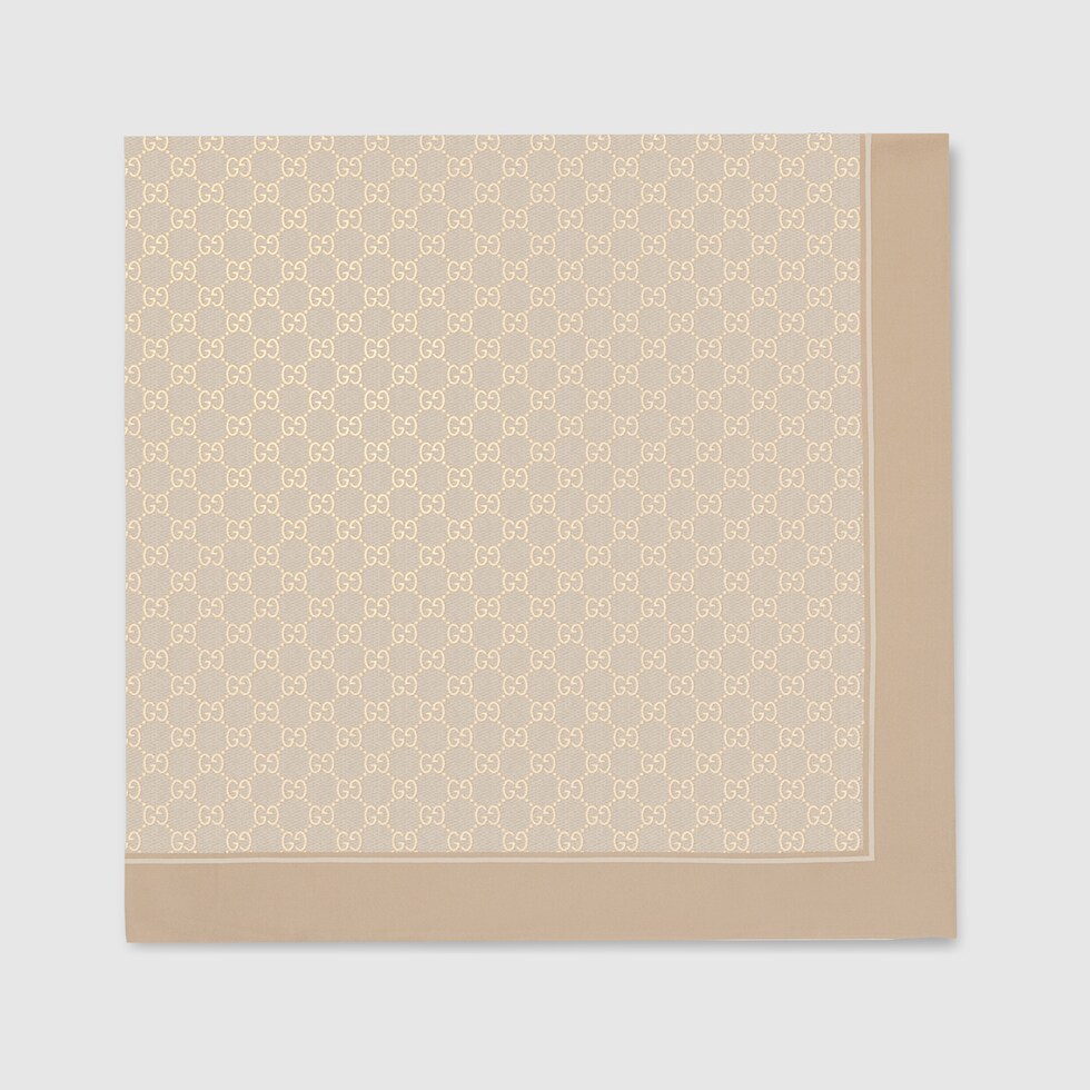 Laminated printed silk twill carré in white | GUCCI® HU