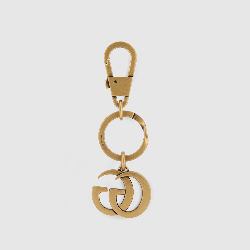Double G keychain in gold-toned metal | GUCCI® US