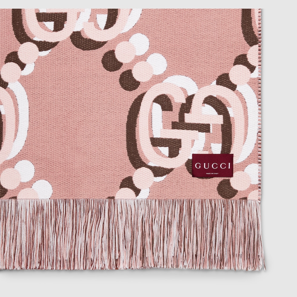 Wool blanket with GG Shadow in pink and brown | GUCCI® US
