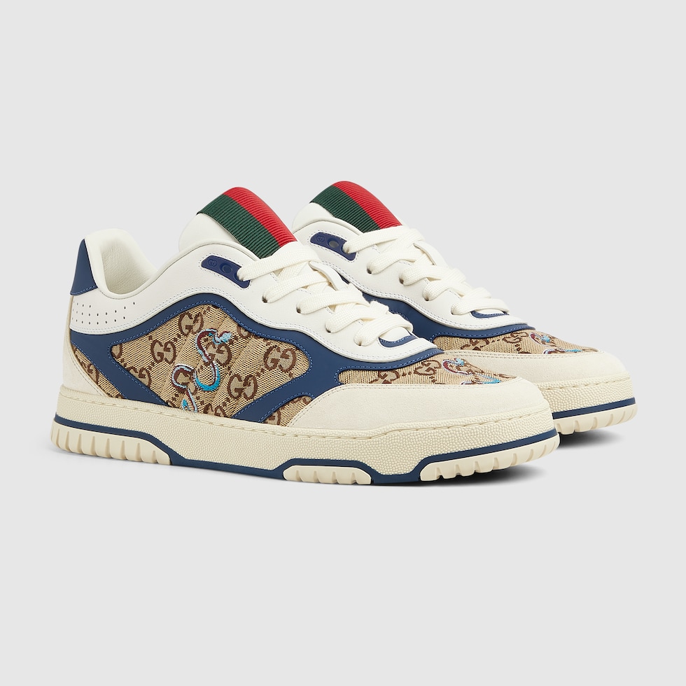Men's Gucci Re-Web sneaker in beige and dark brown GG canvas | GUCCI® AE