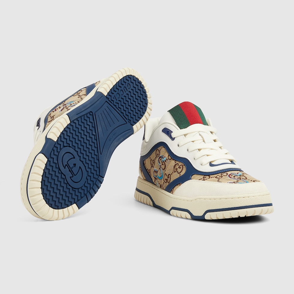 Zapatilla Gucci Re-Web para hombre en lona GG en beige y marrón oscuro | GUCCI® ES