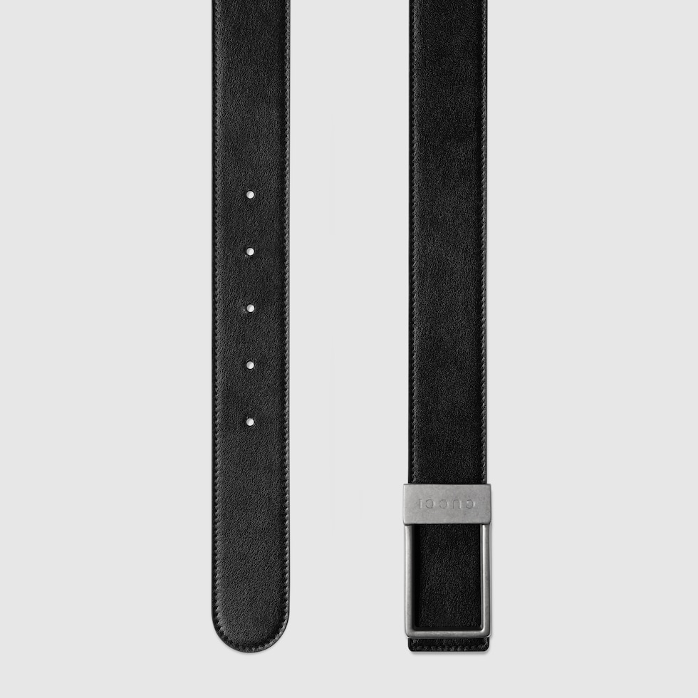 Cinturón reversible con hebilla rectangular en lona Supreme y piel en ...