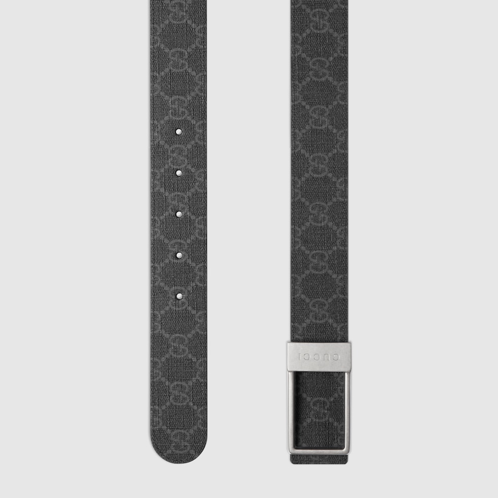 Reversible belt with rectangular buckle in black Supreme canvas and ...