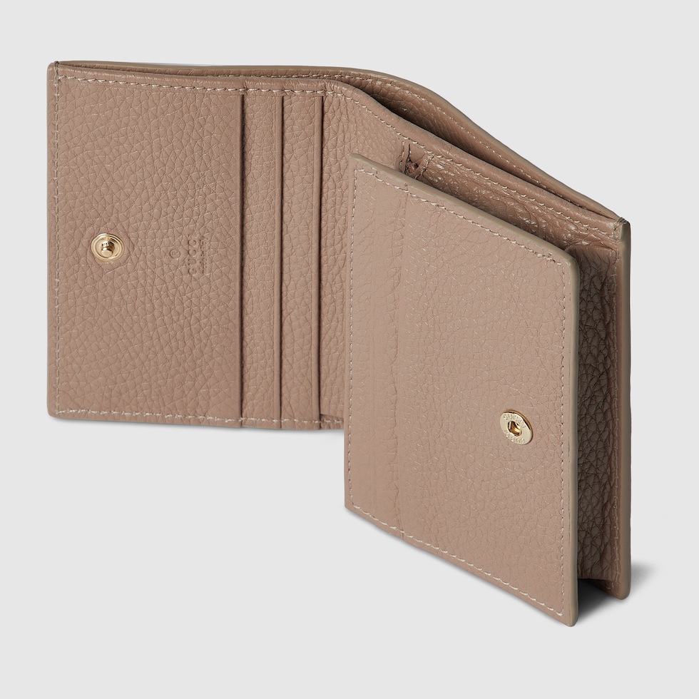GG Emblem mini wallet in taupe leather | GUCCI® UK