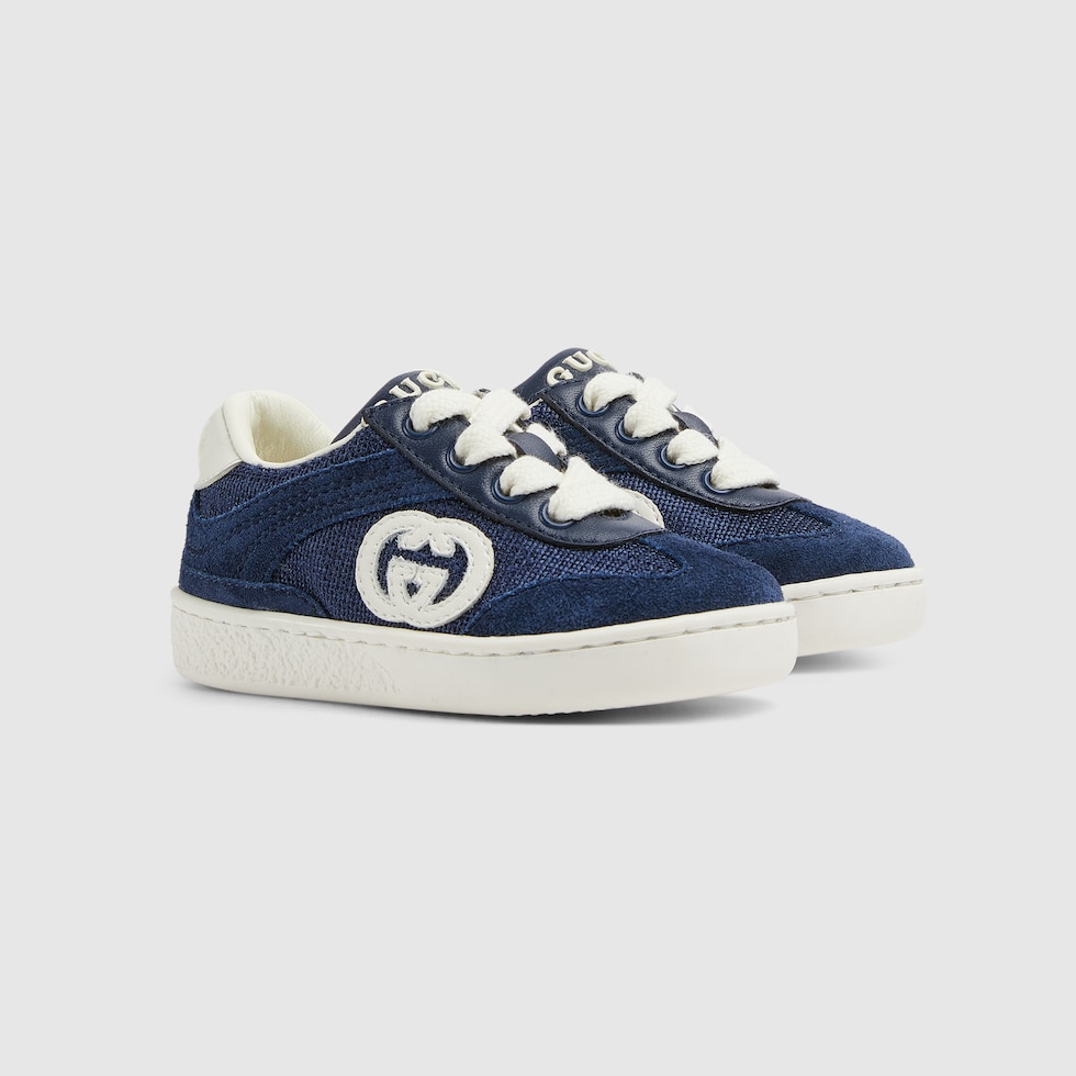 Toddler G75 sneaker in blue suede | GUCCI® US