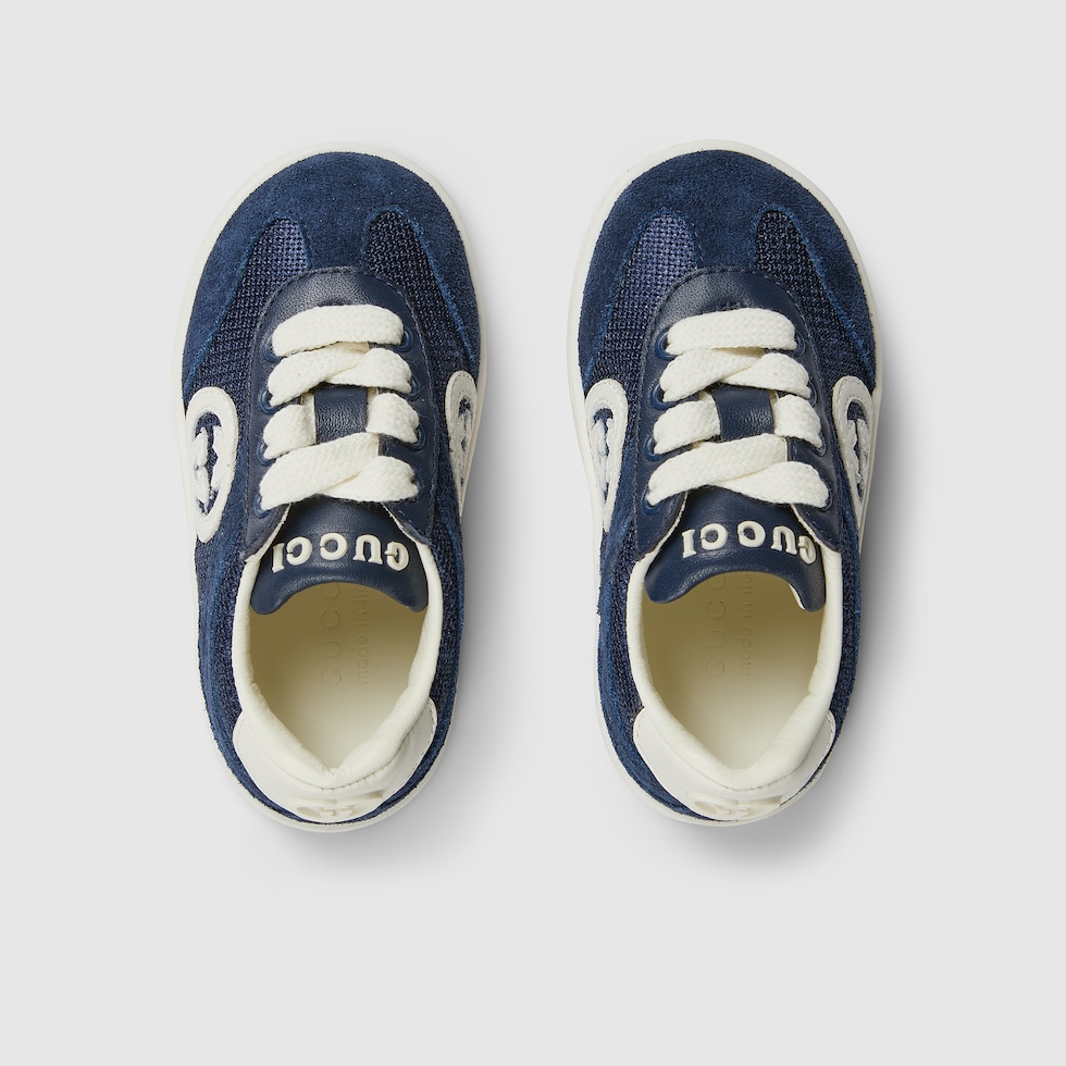 Toddler G75 sneaker in blue suede | GUCCI® US