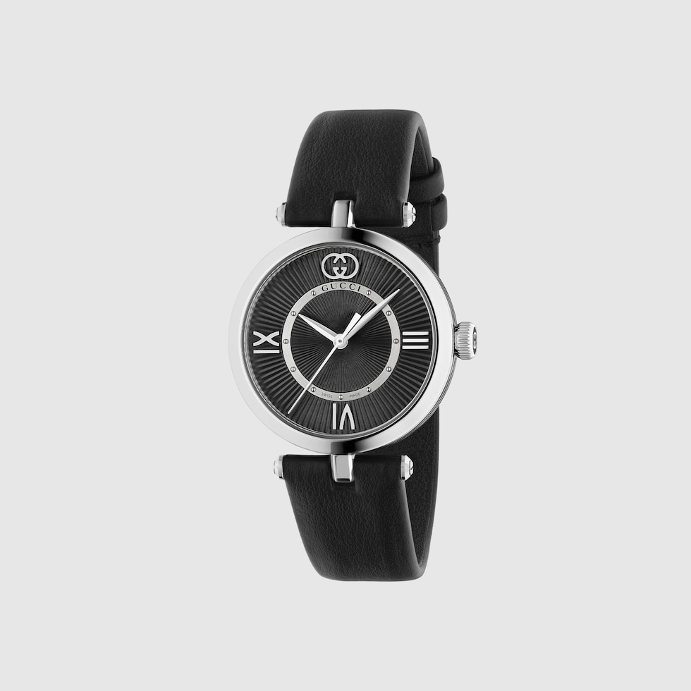 Model 2000 watch, 30mm in black leather | GUCCI® UK