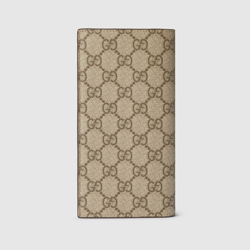 GG Emblem long wallet in beige and dark brown fabric | GUCCI® ZA