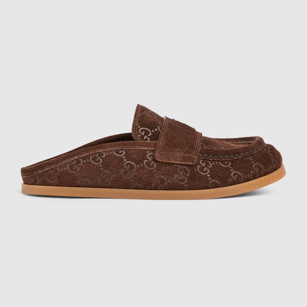 Women's mule with Double G in brown GG suede | GUCCI® TR