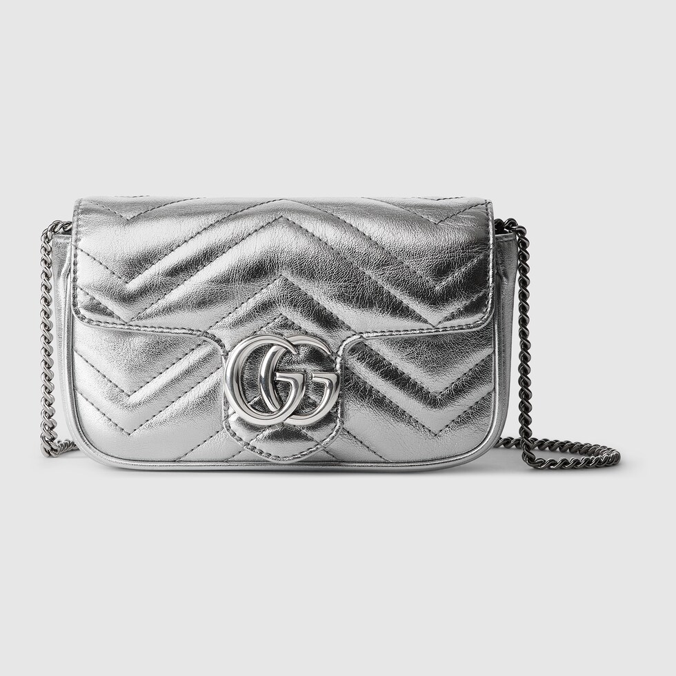 GG Marmont super mini bag in silver leather | GUCCI® ZA