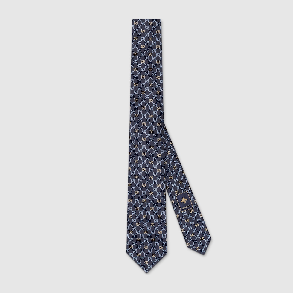 GG silk jacquard tie in blue and yellow | GUCCI® US